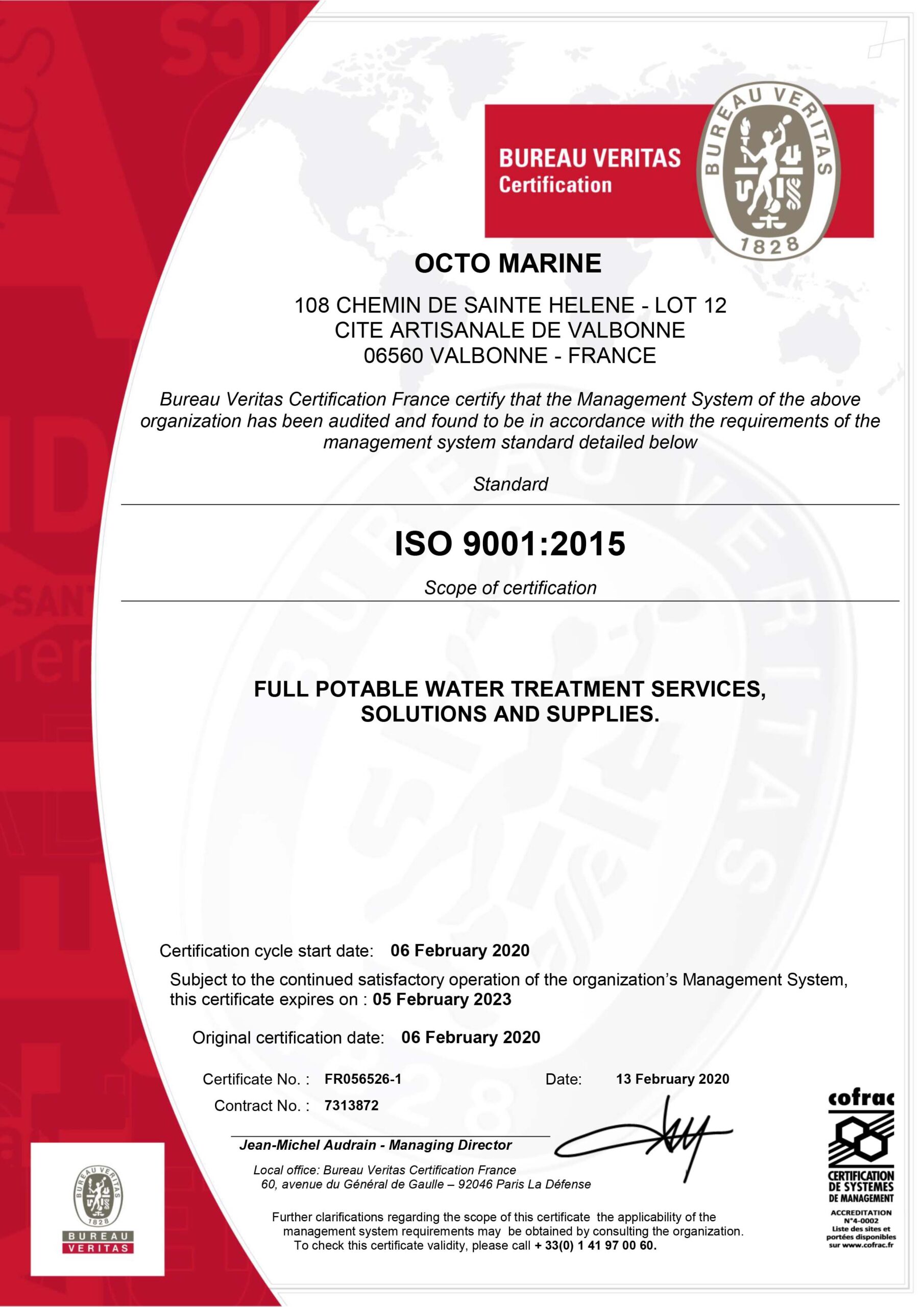 Octo Marine ISO 9001 & 14001 Accreditation - Octo Marine